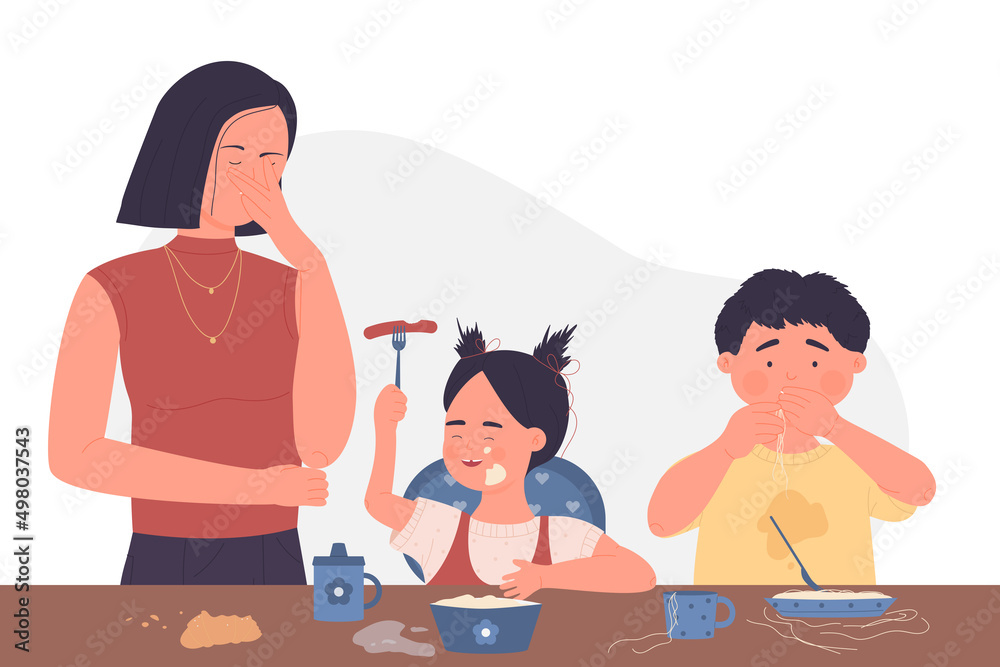 Family Breakfast Scene