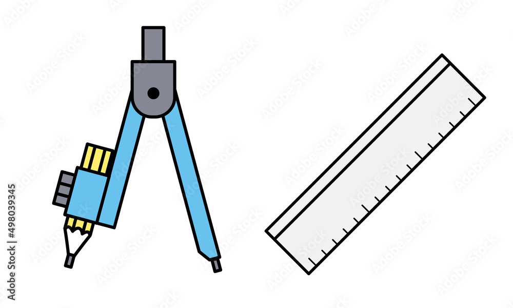 コンパスと直線定規のイラスト素材。 Stock Vector | Adobe Stock
