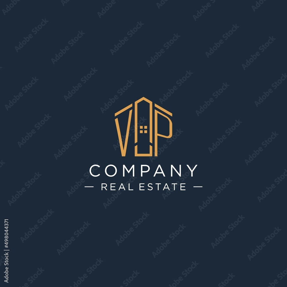 Initial letter VP logo with abstract house shape, luxury and modern ...