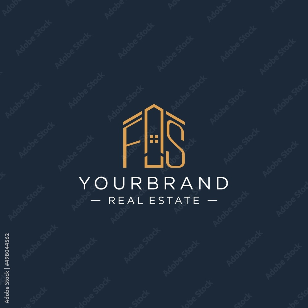 Initial letter FS logo with abstract house shape, luxury and modern ...