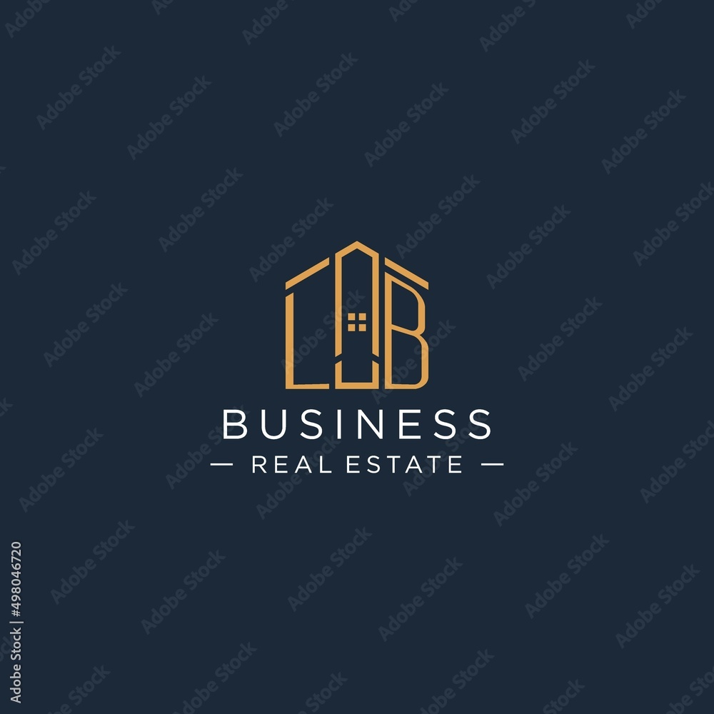 Initial letter LB logo with abstract house shape, luxury and modern ...