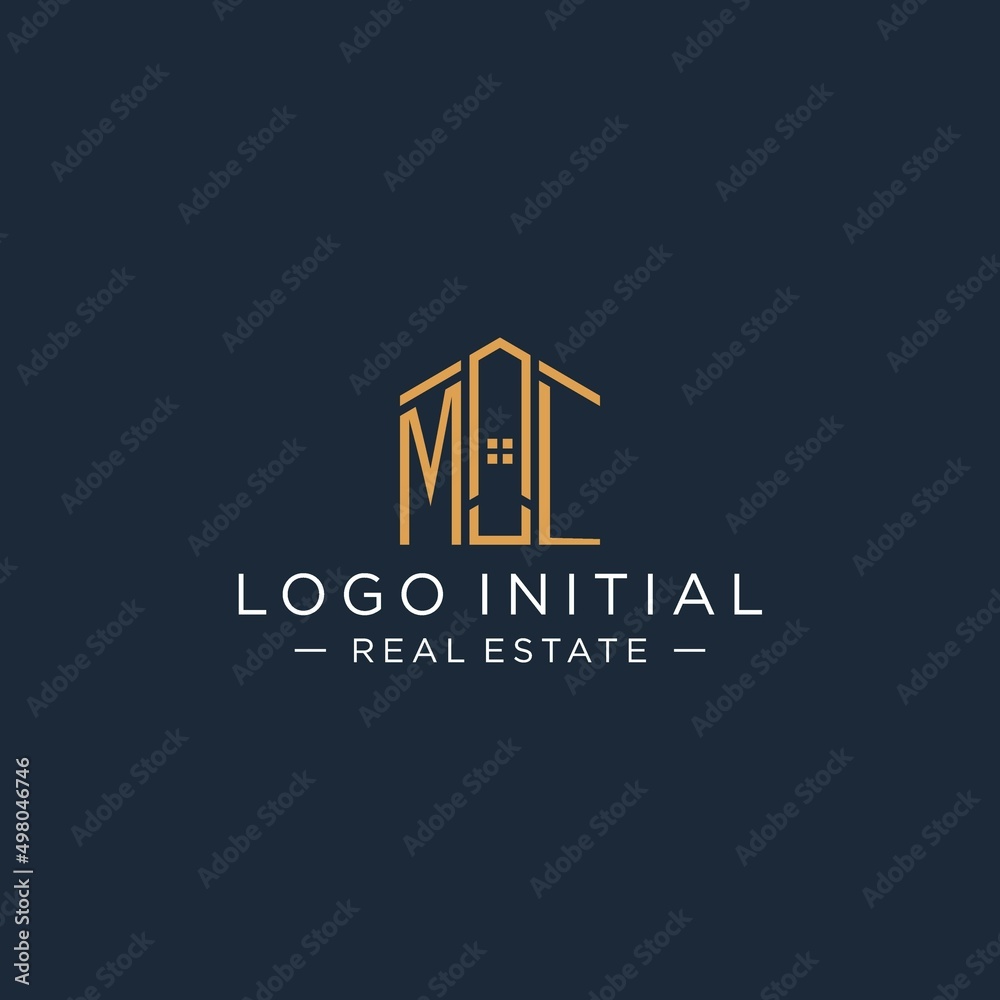 Initial letter ML logo with abstract house shape, luxury and modern ...