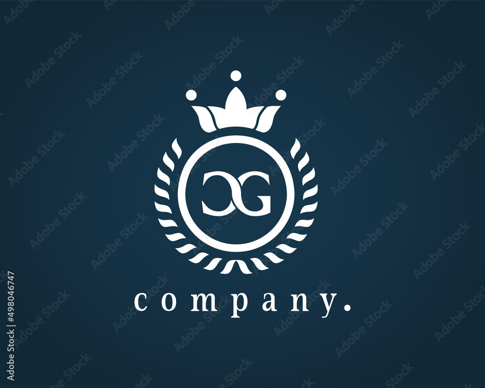 Letter CG, GC laurel wreath monogram template. Beautiful crown logo for ...