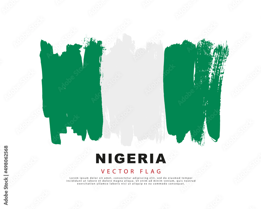 Flag of Nigeria. Green and white brush strokes, hand drawn. Vector ...