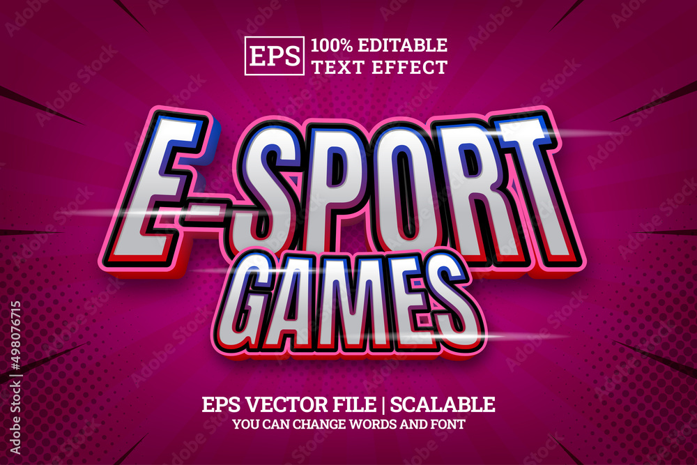 e-sports games 3d text style effect Stock Vector | Adobe Stock