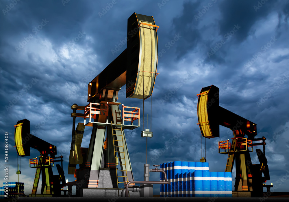 Oil field. Extraction of hydrocarbons. Oil industry. Infrastructure for ...