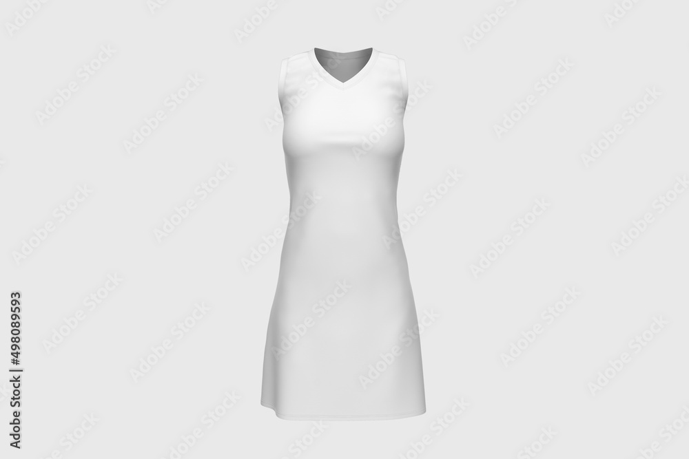 V Neck Netball Dress Mockup isolated on white background. 3D rendering ...
