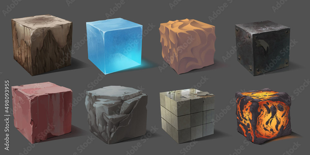 An isolated digital illustration set of fantasy variation material ...