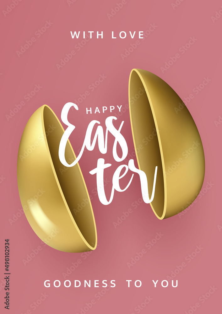 Easter congratulation banner, holiday card. Two opened halves of a ...