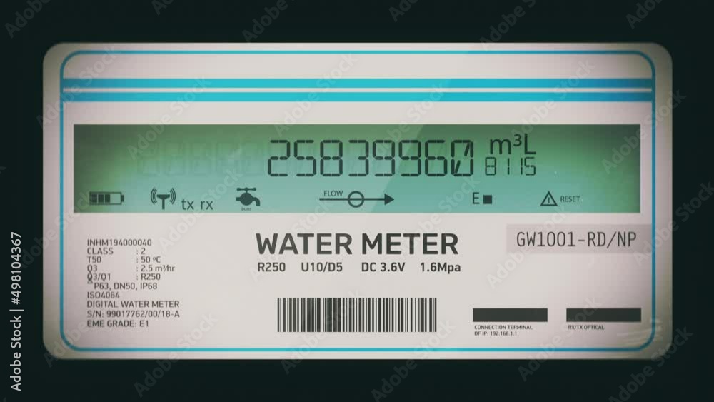 High consumption of water in residence, smart water meter calculating ...