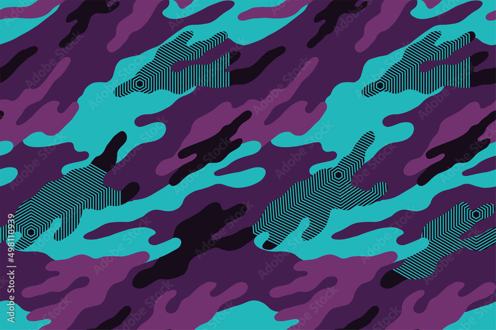 Geometric Camouflage abstract line seamless pattern, Military ...