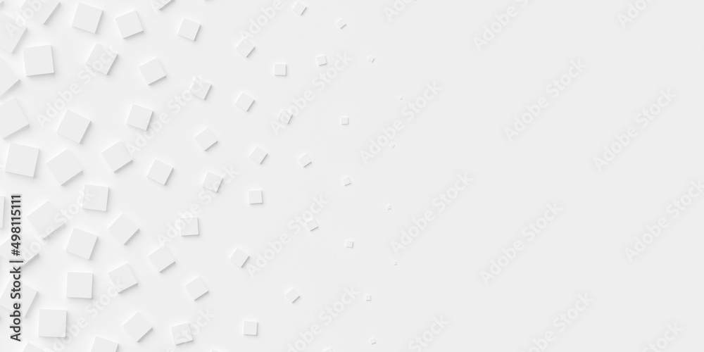 Random rotated white flat cube boxes block background wallpaper banner ...