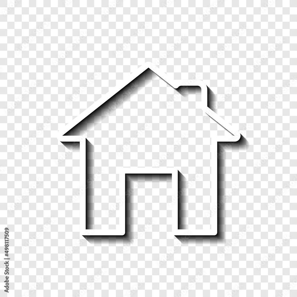 House simple icon vector. Flat desing. White with shadow on transparent ...