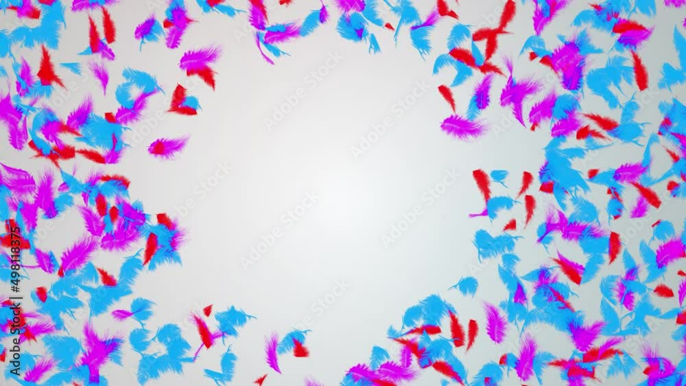 Relax endless Feathers particles moving motion soft wind air floating ...