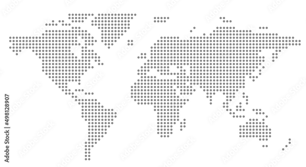 World map of dots, led uppercase English alphabet, vector illustration ...