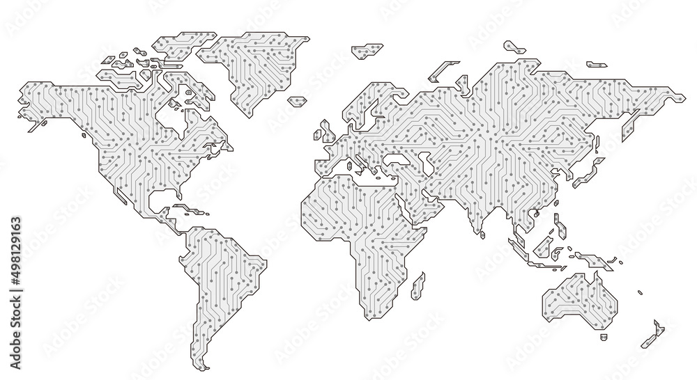 World wide internet network with circuit board. Social communications ...