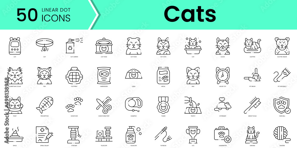 Set of cats icons. Line art style icons bundle. vector illustration ...