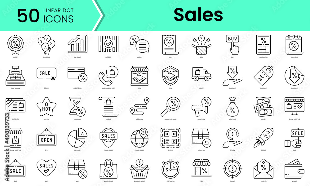 Set of sales icons. Line art style icons bundle. vector illustration ...