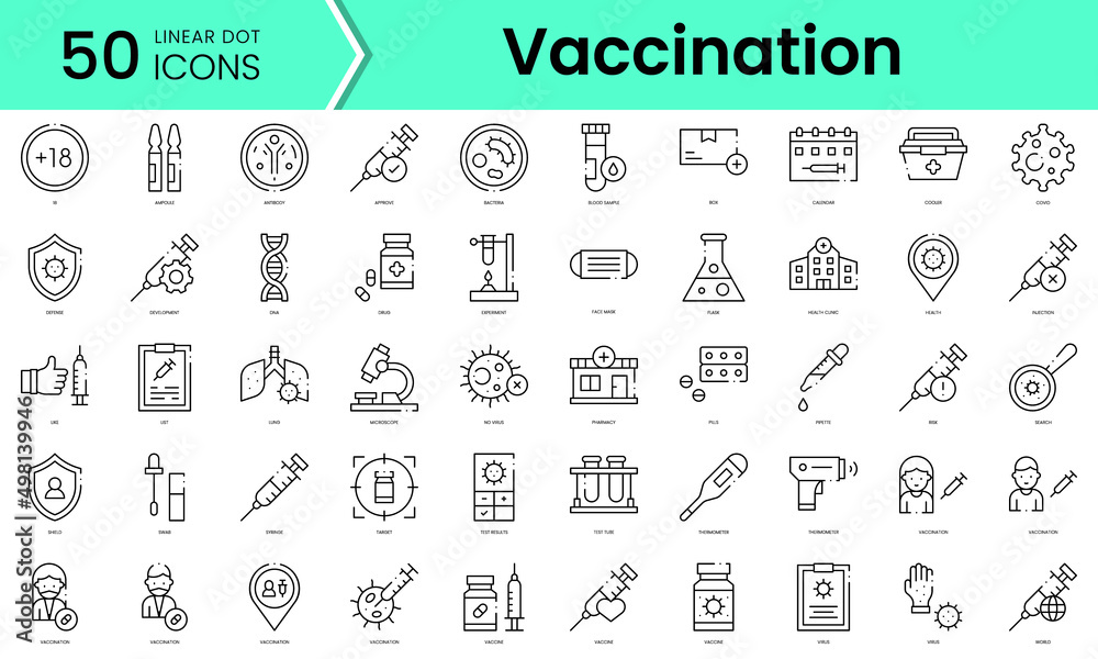 Set of vaccination icons. Line art style icons bundle. vector ...