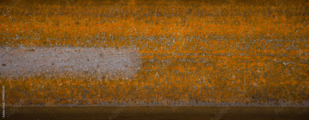 Surface of top of rail. Rusty metal surface pattern. Stained iron ...
