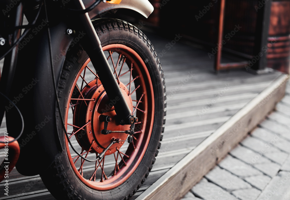 vintage motorcycle wheel Stock Photo | Adobe Stock