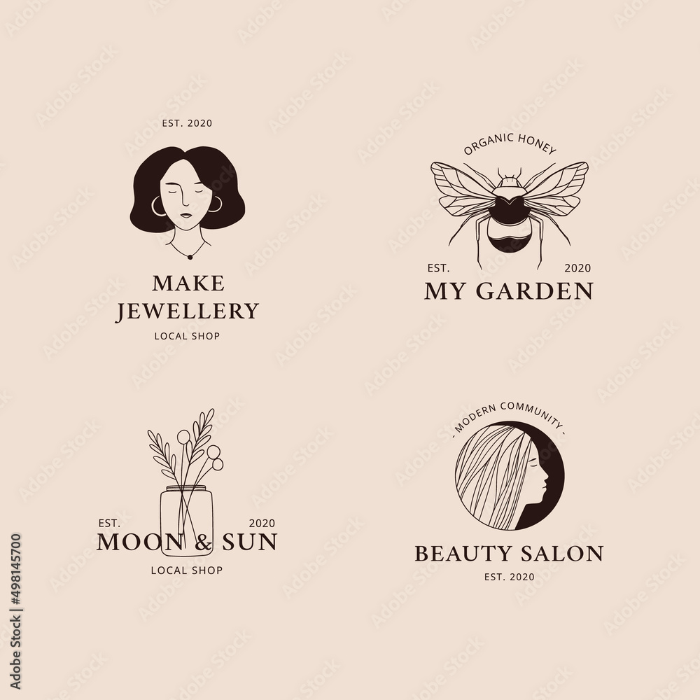 Modern hand drawn vector illustrations with magic logos. Beauty salon ...
