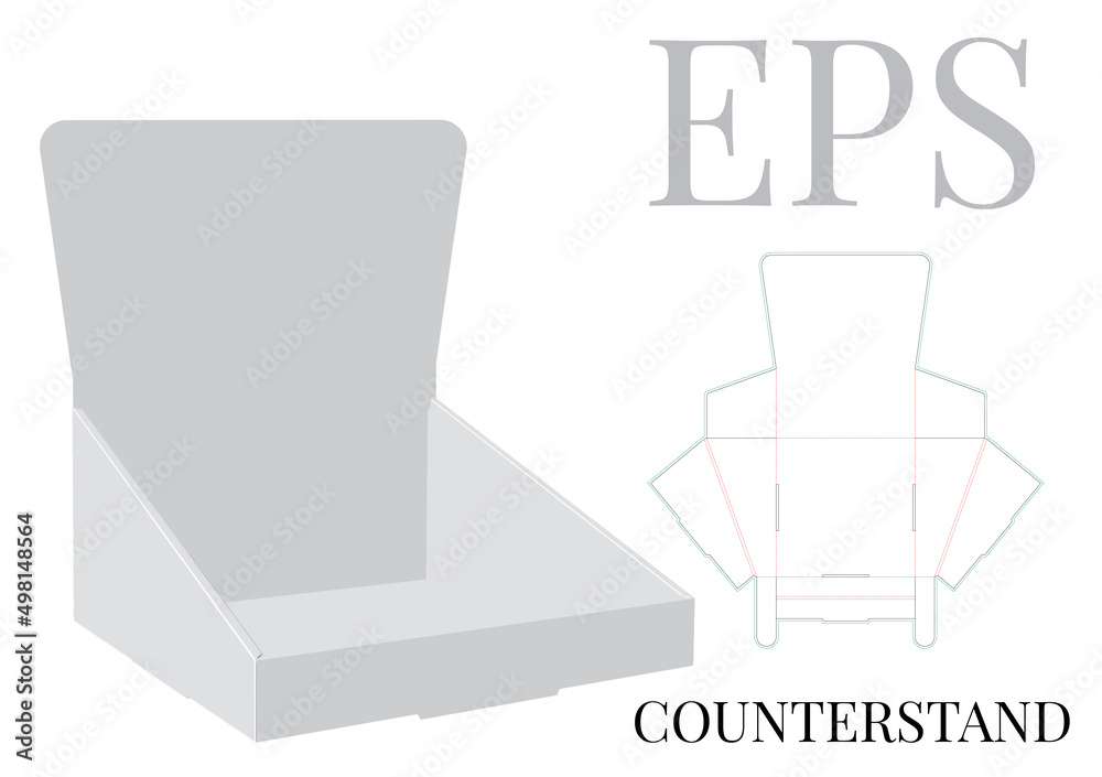 Counter display template, vector with die cut, laser cut layers ...