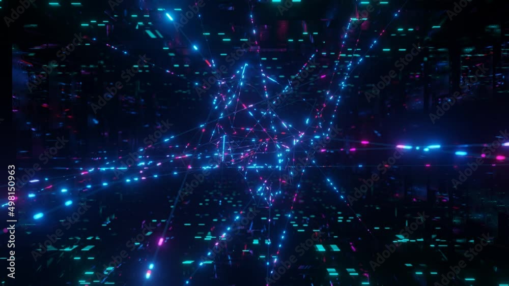 Beam structure. 3d object or structure rotates and moves inside glass ...