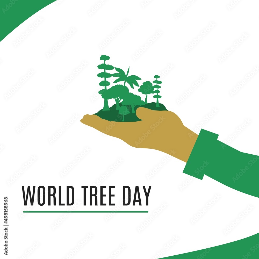 forest illustration in hand. suitable for world tree day, world earth ...