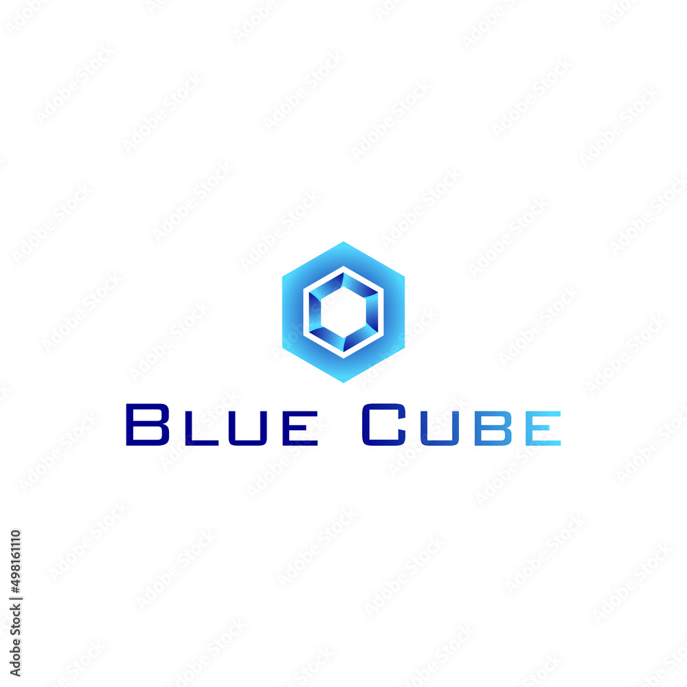 Abstract blue hexagon logo applied for digital product boutique company ...