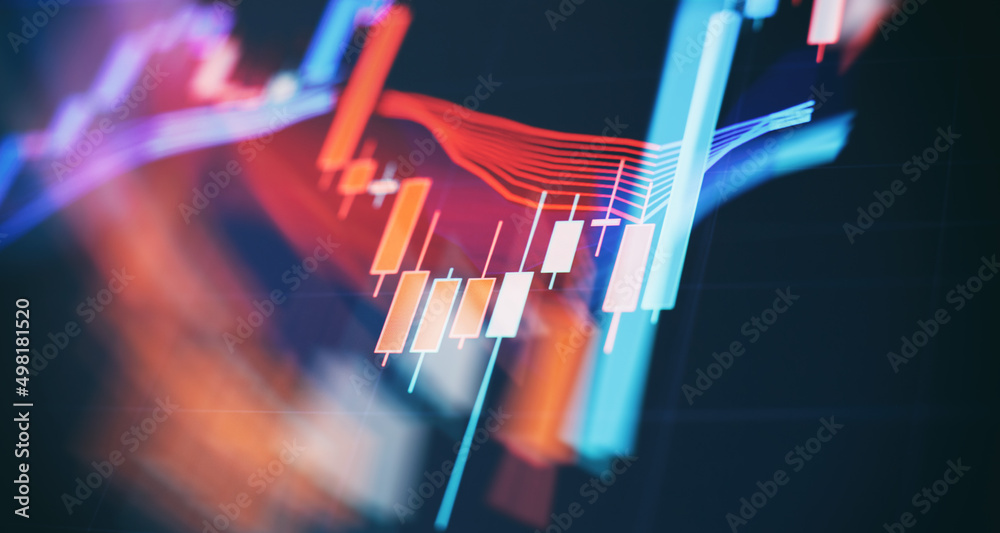 Economic graph with diagrams on the stock market, for business and ...
