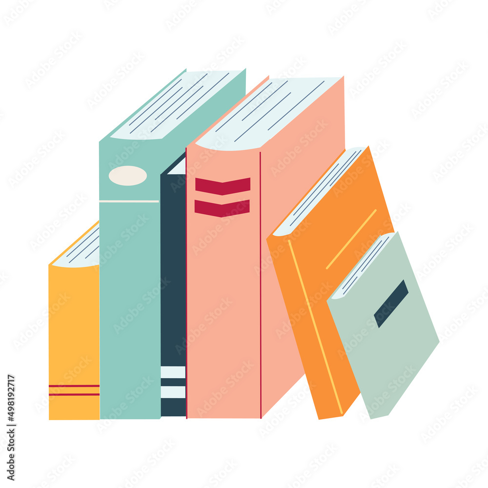 World book day concept, studying, learning. Stack of books in cartoon ...