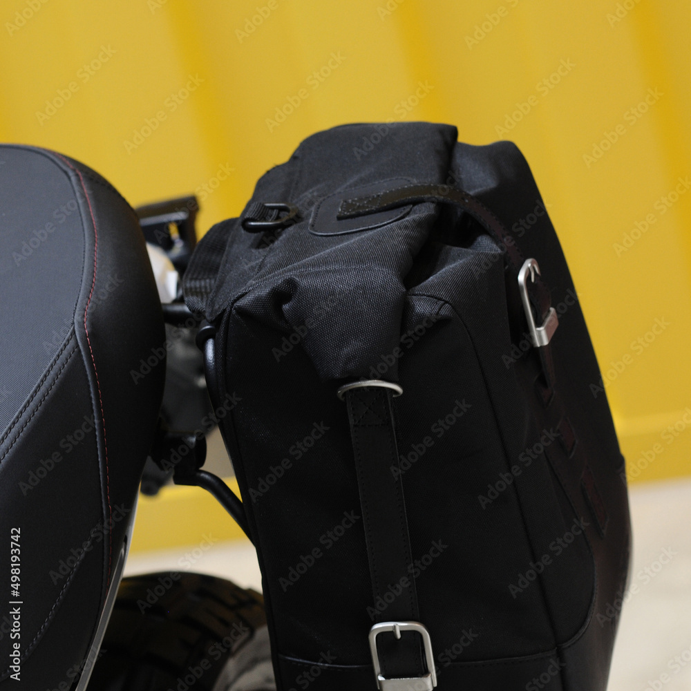 Luggage bag attached to the back of the motorcycle. for travel and ...