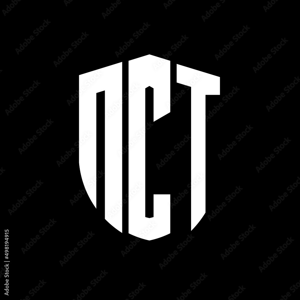 NCT letter logo design. NCT modern letter logo with black background ...