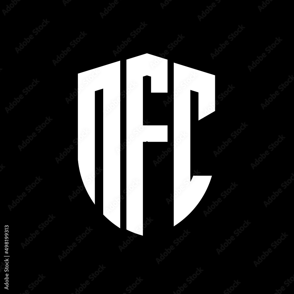 NFC letter logo design. NFC modern letter logo with black background ...