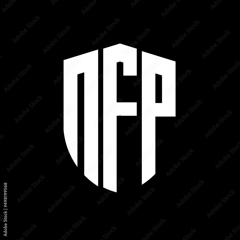 NFP letter logo design. NFP modern letter logo with black background ...
