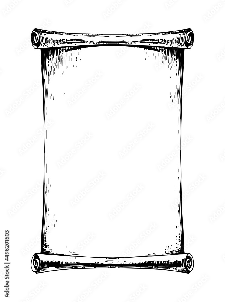 Vintage paper scroll, papyrus card with copyspace. Vector hand ...