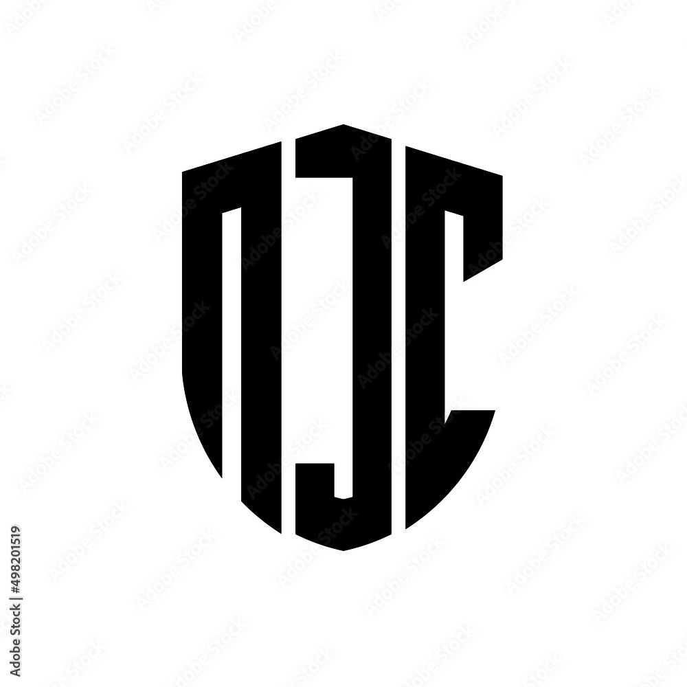 NJC letter logo design. NJC modern letter logo with black background ...