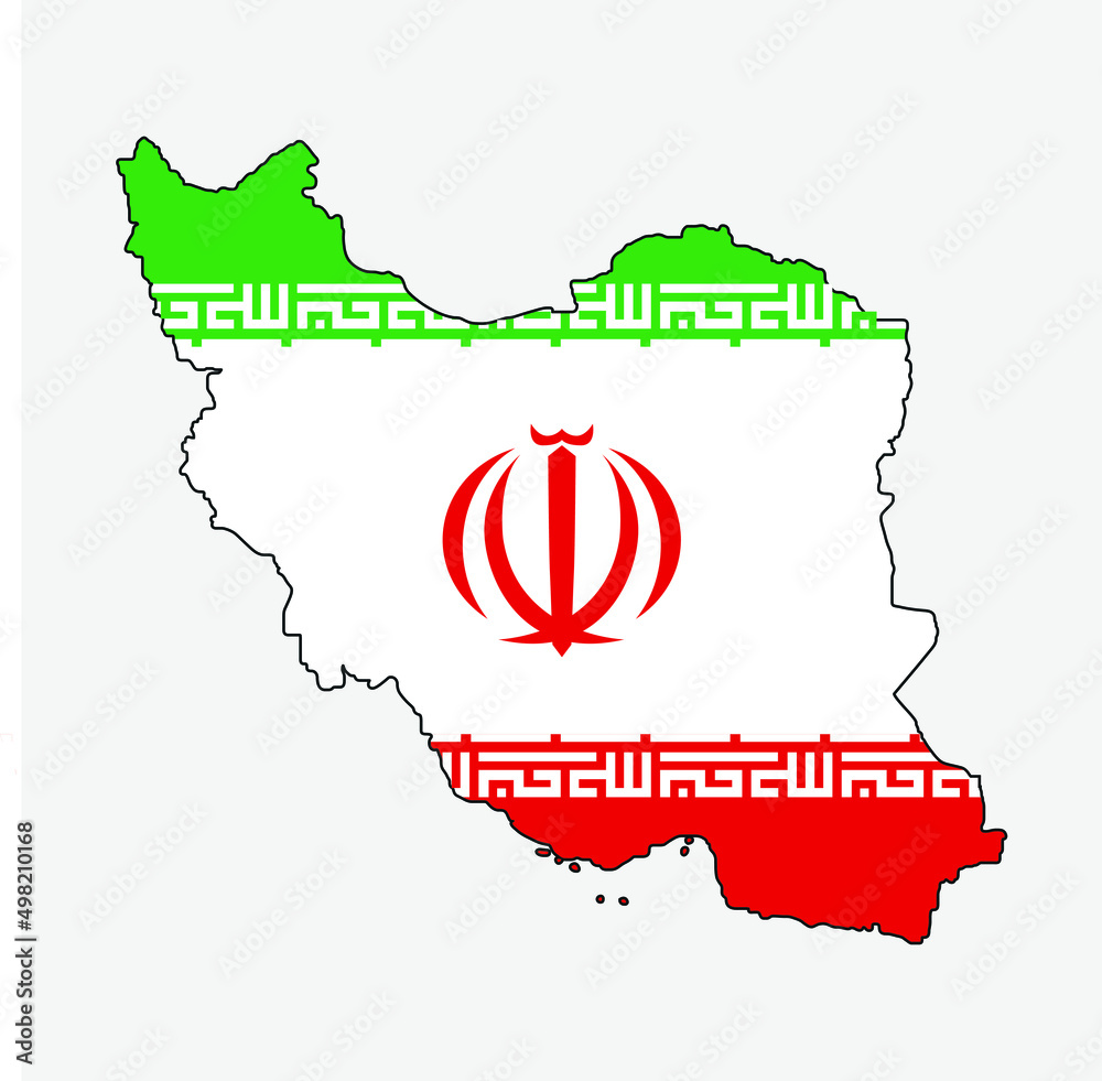 Map of Iran and country flag outline silhouette vector illustration ...