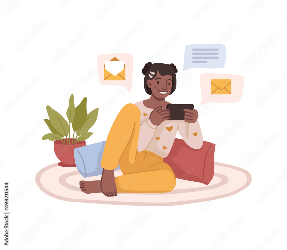 Child with smartphones playing or watching videos, communication online ...