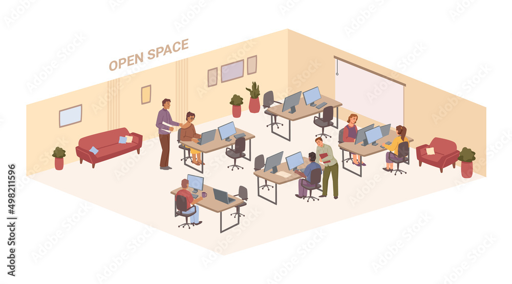 Interior planning area of open space, isolated office with comfortable ...