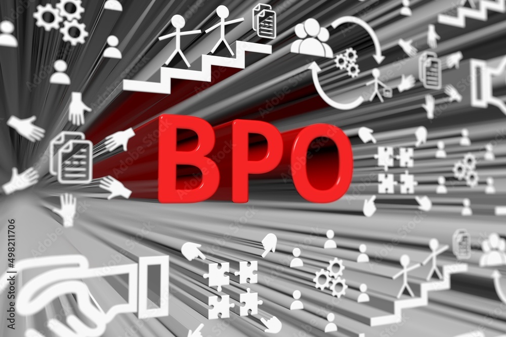 BPO concept blurred background 3d render illustration Stock ...
