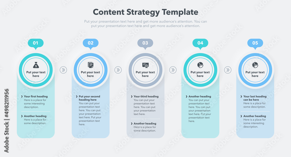 Content strategy template with five stages and place for your content ...