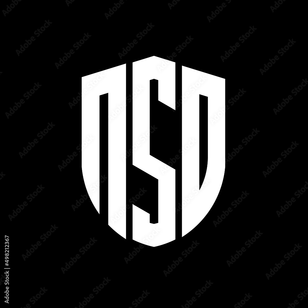 NSD letter logo design. NSD modern letter logo with black background ...