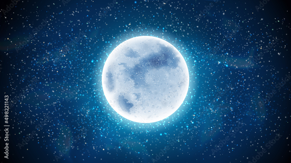 Cartoon Blue Full Moon