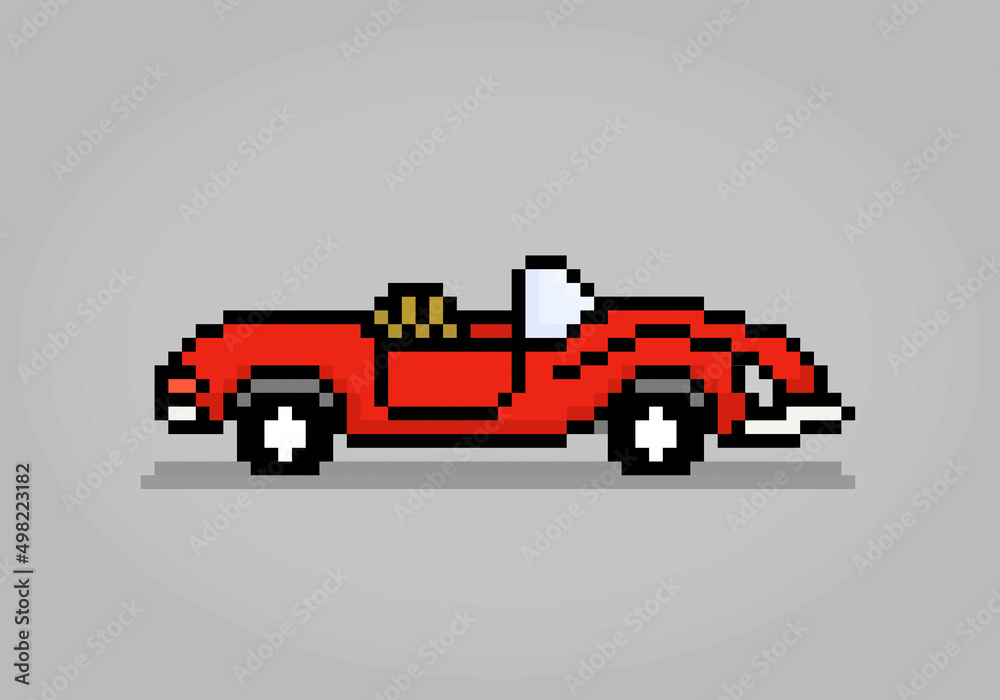 classic 8 bit car pixel art. Vector illustration of a car cross stitch ...