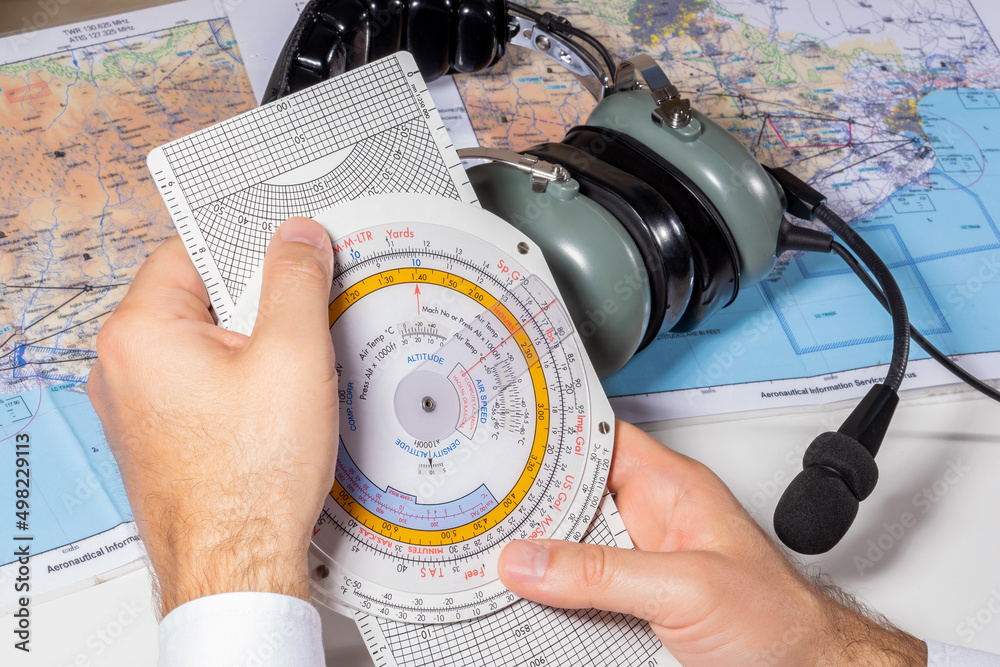 The pilot plans the flight, calculates the flight parameters, altitude ...