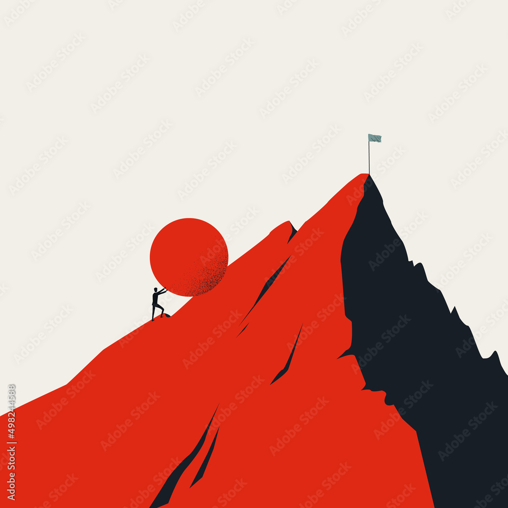 Business hard work towards goal, vector concept. Achieving target ...