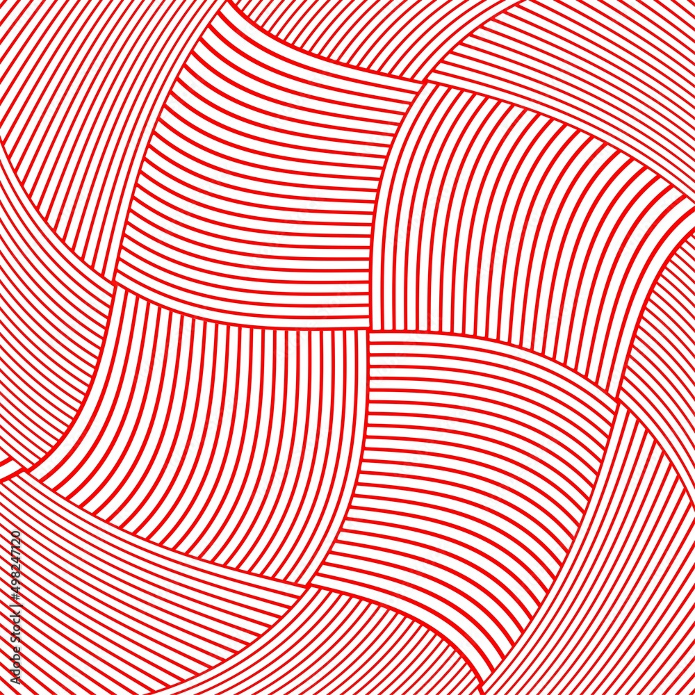 Abstract Red and White Geometric Pattern with Waves. Striped Structural ...