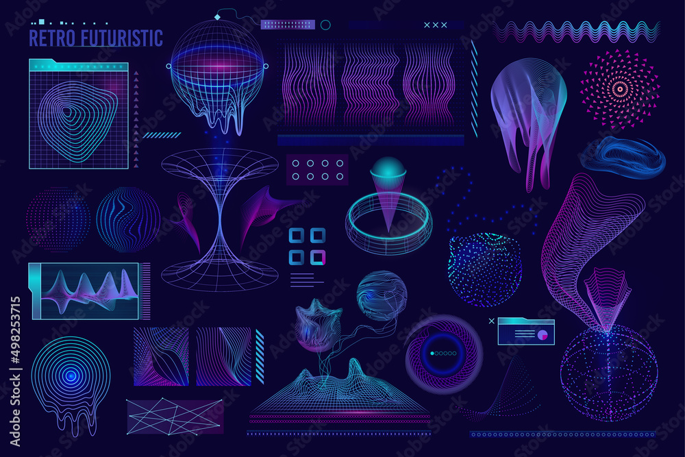 Retro futuristic abstract textures. Neon futuristic technology texture ...